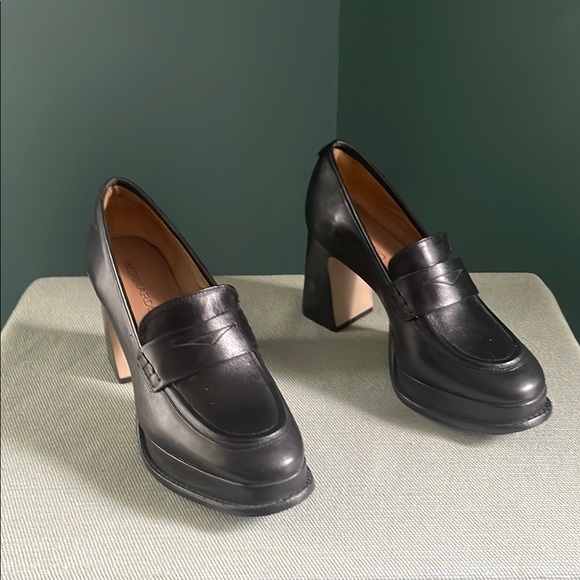 Bernardo | Shoes | Natalie Platform Loafer Bernardo Black Heels Smooth ...